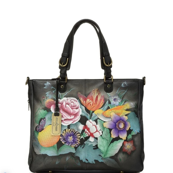 Anuschka | Bags | Anuschka Hand Painted Leather Crossbody Shopper With ...